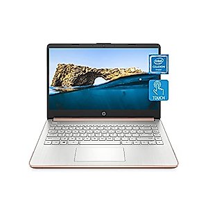 HP 14 Laptop, Intel Celeron N4020, 4 GB RAM, 64 GB Storage, 14-inch HD Touchscreen, Windows 10 Home, Thin & Portable, 4K Graphics, One Year of Microsoft 365 (14-dq0070nr, 2021, Pale Rose Gold)