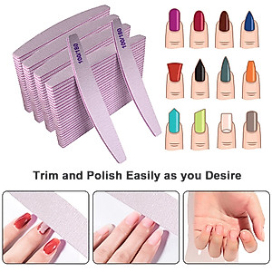 Nail Files (100 Pcs), 100/180 Grit Nail File Emery Board Bulk for Acrylic Nails and Natural Nails, Limas para Unas Acrilicas Profesional Pack Filers for Gel Nail Double Sided Manicure Curved Gray