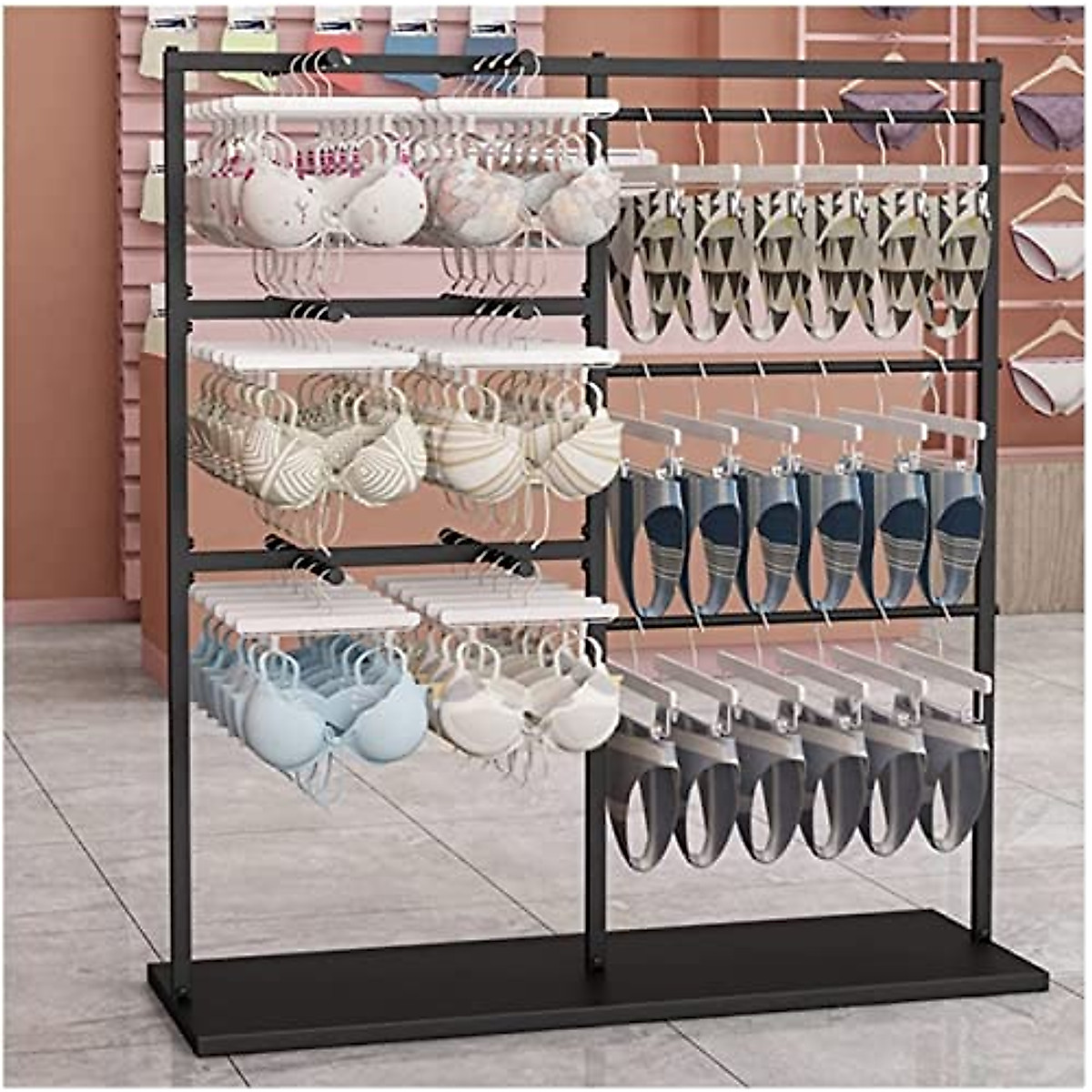 Coat Rack Stand, Underwear Display Stands, Freestanding Clothing Store Boutiques Retail Lingerie Garment Rack, Wall Mounted Clothes Rack, Commercial Shelves for Socks Bra Panties Scarves Storage