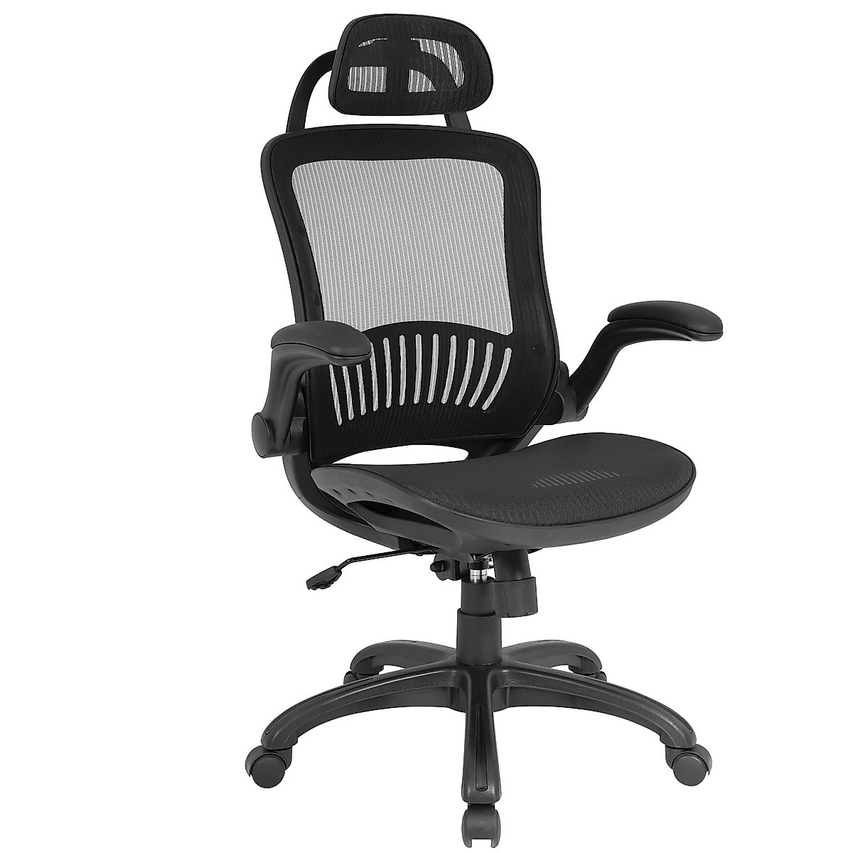 Office Chair Ergonomic Desk Chair Mesh Computer Chair with Lumbar Support Headrest Flip UP Arms Rolling Swivel Adjustable Task Chair for Adults(Black)