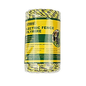 Farmily Portable Electric Fence Polywire, 656 Feet 200 Meter, 6 Conductors, Yellow and Black Color, Easy to Install Repair Splice and Rewind