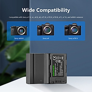NEEWER NP-FZ100 Replacement Battery Charger Kit, Compatible with Sony a7IV, a1, a9II, a9, a7SIII, a7RIV, a7RIII, a7III, 2 Packs Li-ION 2280mAh Batteries, Dual USB Charger with LCD Display