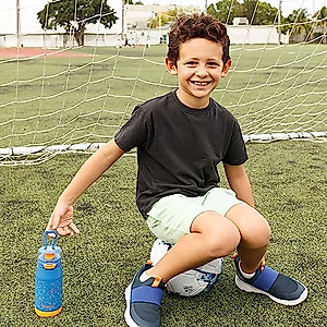 ZULU Kids Flex 12oz Tritan Stainless Steel Insulated Water Bottle with Silicone Spout, Leak-Proof Locking Flip Lid and Soft Touch Carry Loop for School Backpack, Lunchbox, and Outdoor Sports, Blue