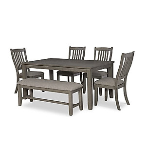 HFO Allston Park 19.5" Upholstered Fabric Farmhouse Rustic Solid Wood Dining Bench for Kitchen Dining Room in Gray