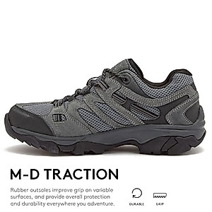 HI-TEC Ravus WP Low Waterproof Hiking Shoes for Men, Lightweight Breathable Outdoor Trekking and Trail Shoes - Dark Grey, 13 Medium