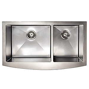 ZLINE 36" Courchevel Farmhouse Apron Mount Double Bowl Scratch Resistant Stainless Steel Kitchen Sink with Bottom Grid (SA60D-36S)