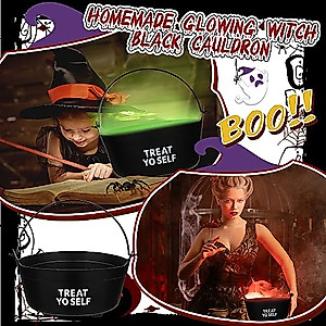 Uiifan 9 Inch Witch Black Cauldron Halloween Cauldron Pot Antique Plastic Cauldron Decorative Flower Cauldron Planter Trick or Treat Candy Bucket for Trick or Treat Parties Outdoor Bucket Decor