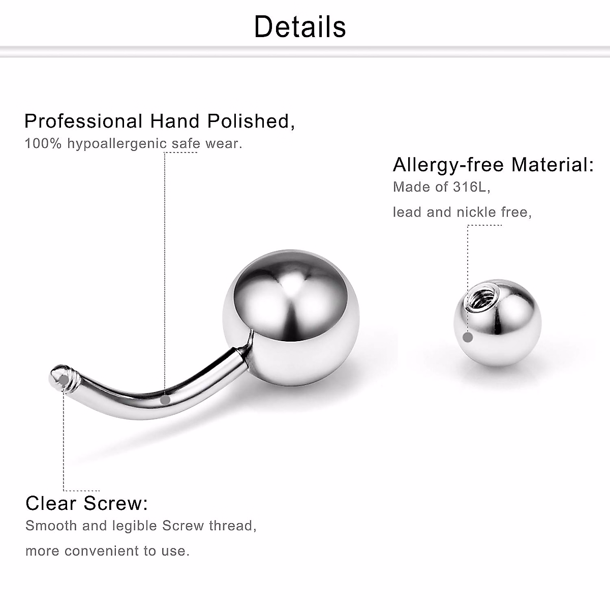 Dyknasz 14G 6MM (1/4") Short Length Surgical Steel Belly Button Rings Clear Diamond CZ Navel Ring Body Piercing Jewelry for Women Men 12 Pieces Silver-Tone Rose Gold Black