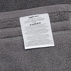 Amazon Basics Cotton Hand Towels, Made with 30% Recycled Cotton Content - 6-Pack, Dark Gray