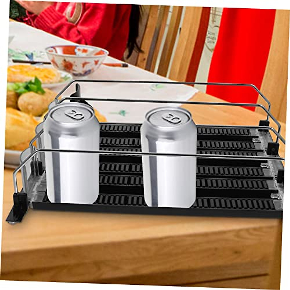 ULTECHNOVO Soda can Organizer Soda can Organizer Drink Refrigerator Storage Mini Refrigerator 3pcs Drink Pusher Ball Black Abs Slide Rail Mini Water Bottle Pusher Glide