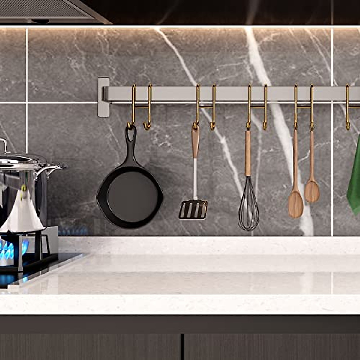 HuJiao-Zi Shower Door Hooks (Pack of 2), Door Hooks for Bathroom Frameless Glass Shower Doors, Towel Hooks, Shower Squeegee Hooks, Robe Coat Clothes Hooks (Gold)