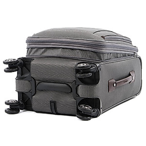Travelpro Platinum Elite Softside Expandable Carry on Luggage, 8 Wheel Spinner Suitcase, USB Port, Laptop and Tablet Sleeves, Men and Women, Vintage Grey, Carry On 20-Inch