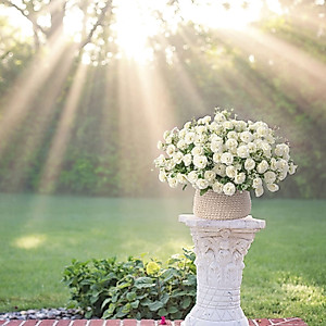 Milk&Honey 4 Bunches Carnation Flowers 80 Heads Small Silk Flowers Artificial Silk Flowers for Outdoors Home Garden Party Office Wedding, Living Room, Dining Table, Bedroom Decoration (White)