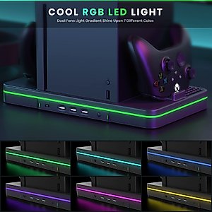 CODOGOY Vertical Charging Stand with Cooling Fan, Compatible with Xbox Series X/S Console and Controller, Dual Controller Charger Station Dock Accessories with 3 USB Ports
