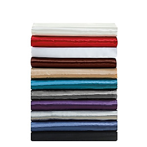 Chezmoi Collection 3-Piece Silky Bridal Satin Duvet Set King, Ivory