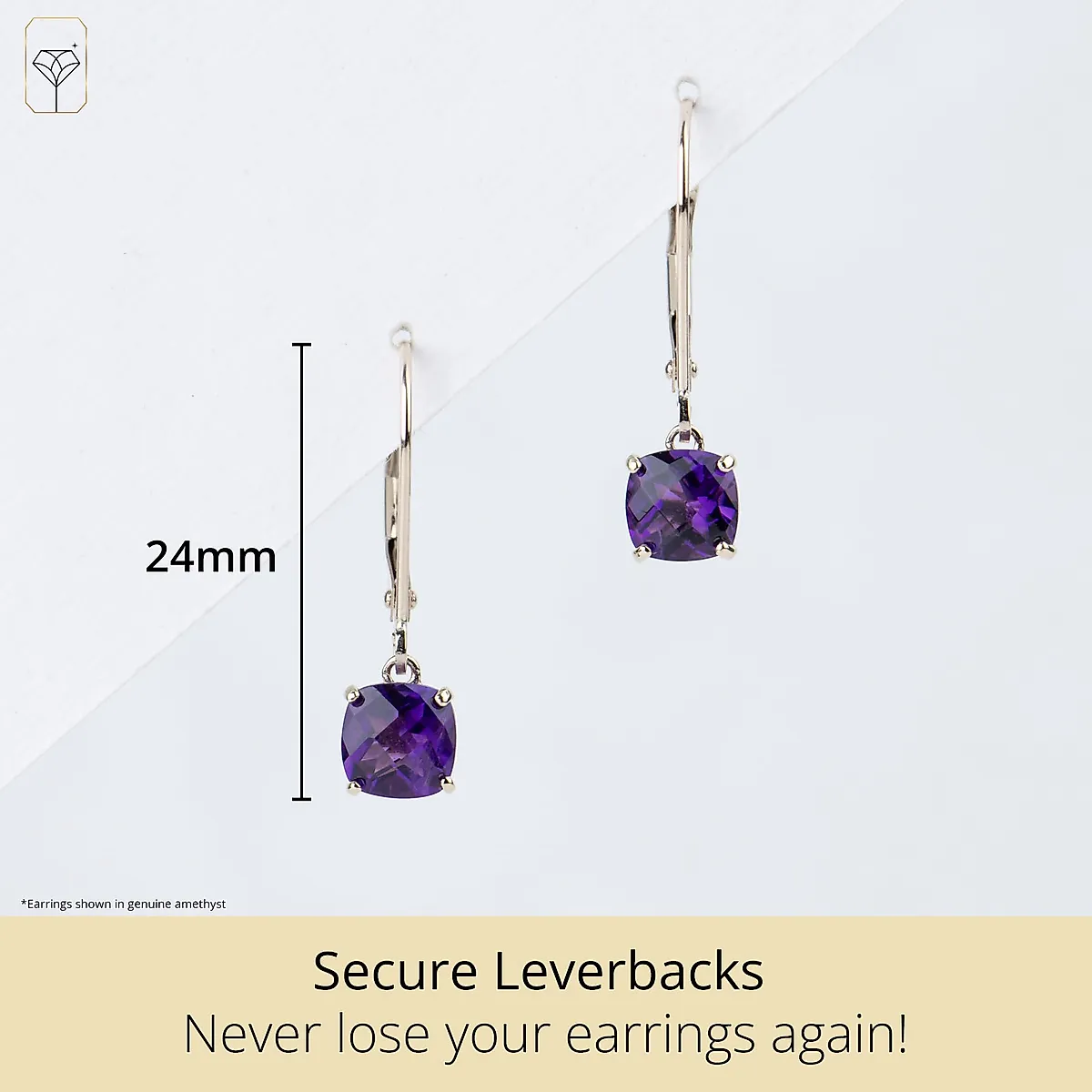 MAX + STONE 10k White Gold Cushion-Cut Checkerboard Created Sapphire Leverback Earrings (6mm)