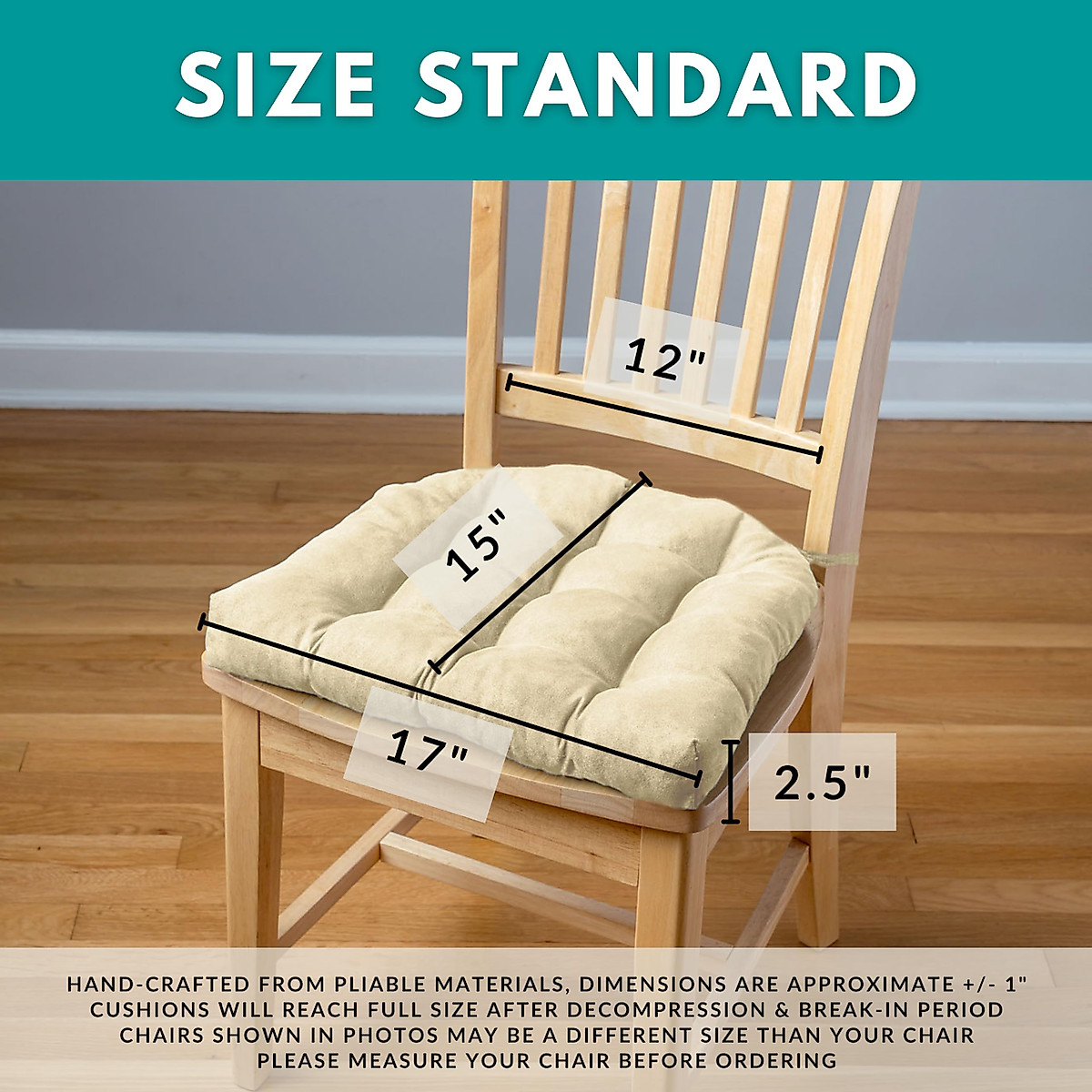 Barnett Home Decor Microsuede Claret Red Dining Chair Pad with Ties - Standard Size 17 Chair Cushion - Latex Foam Fill Cushion, Reversible, Machine Washable - Microfiber Ultrasuede Wine Red