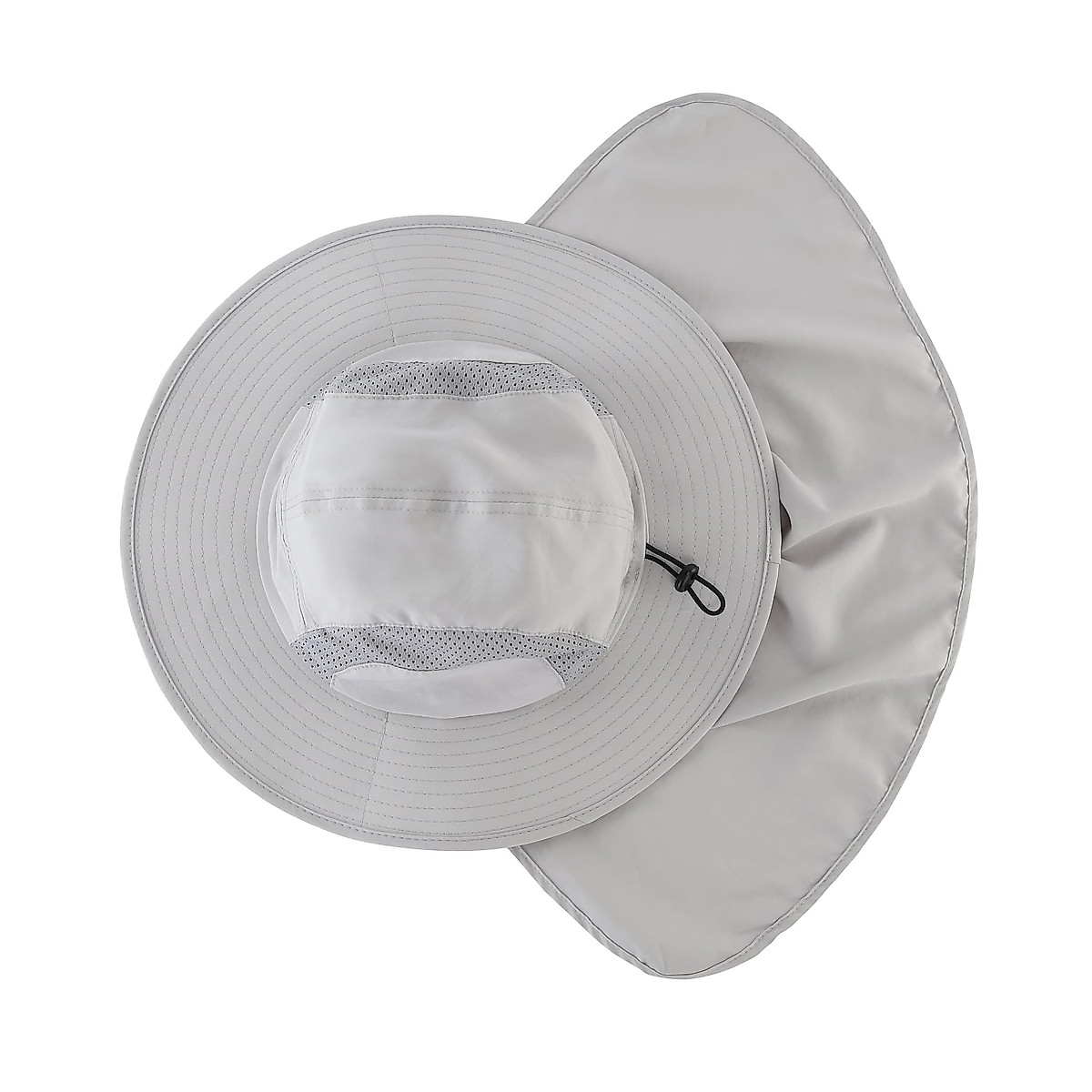 Home Prefer Sun Hats for Men Women Fishing Hat UPF 50+ Wide Brim Bucket Hat UV Protection Hat with Neck Flap Garden Beach (US, Alpha, One Size, Light Grey)