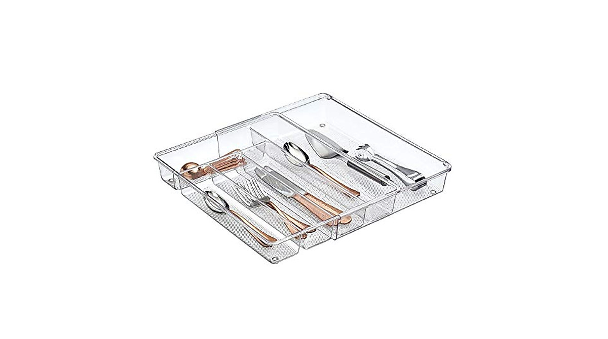 iDesign Linus Expandable Drawer Organizer - Clear & Versatile Storage