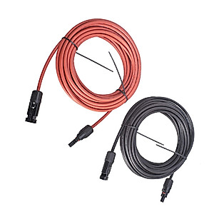 WFLNHB 30FT 12AWG Black + Red 12 Gauge Solar Panel Extension Cable Wire with Female and Male Connector Solar Connector