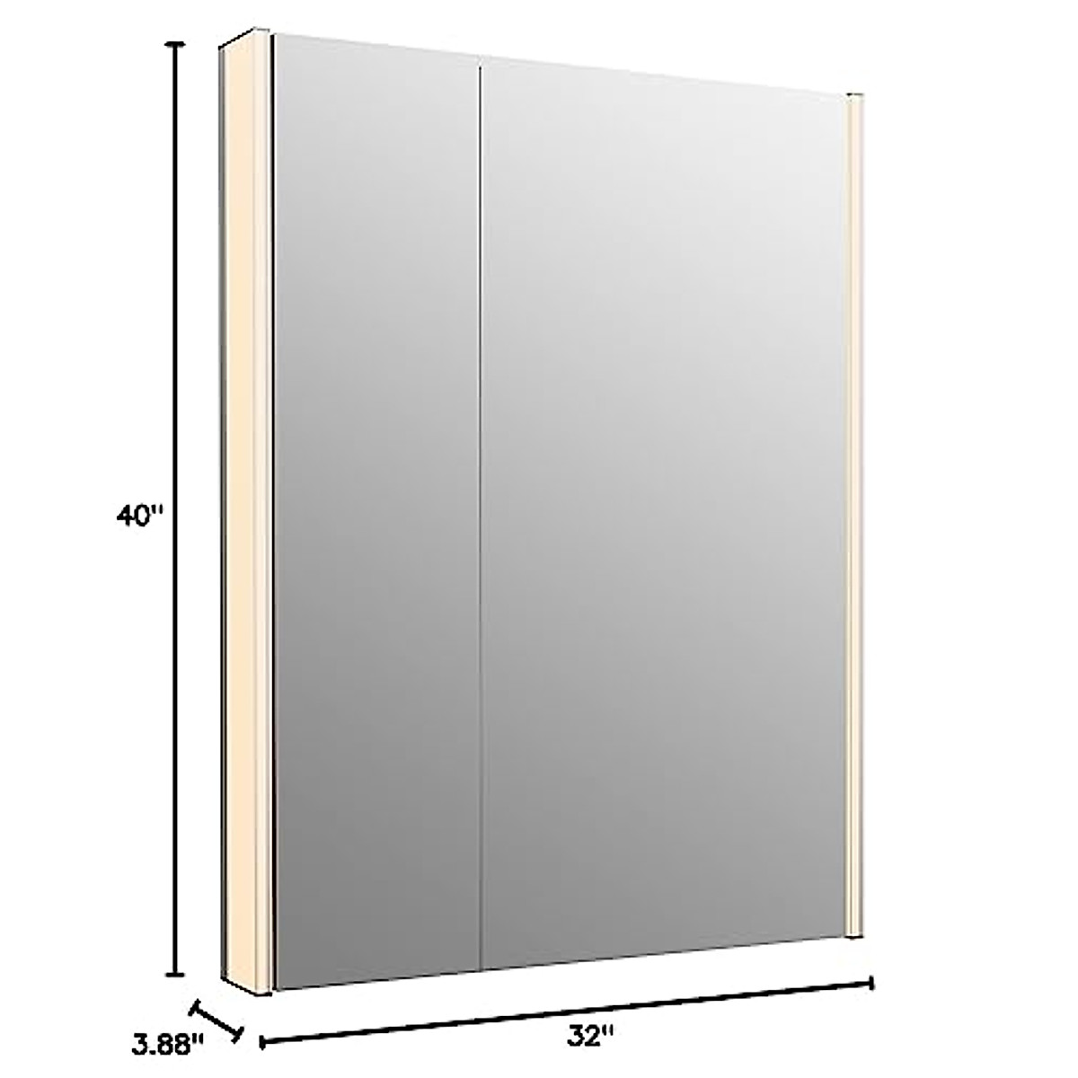 KOHLER K-81149-SLE-DA1 Maxstow Medicine Cabinet with LED Light, Mirror Doors & Staggered Shelves, Rectangular Frame, 32" x 40"