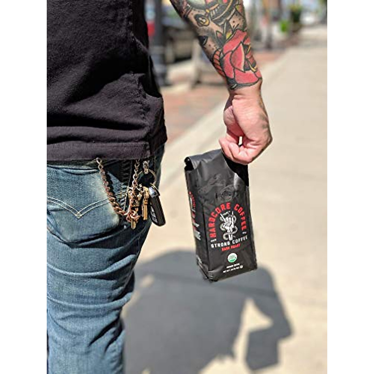 Hardcore Ground Coffee, High Caffeine, strong roast 16 Oz