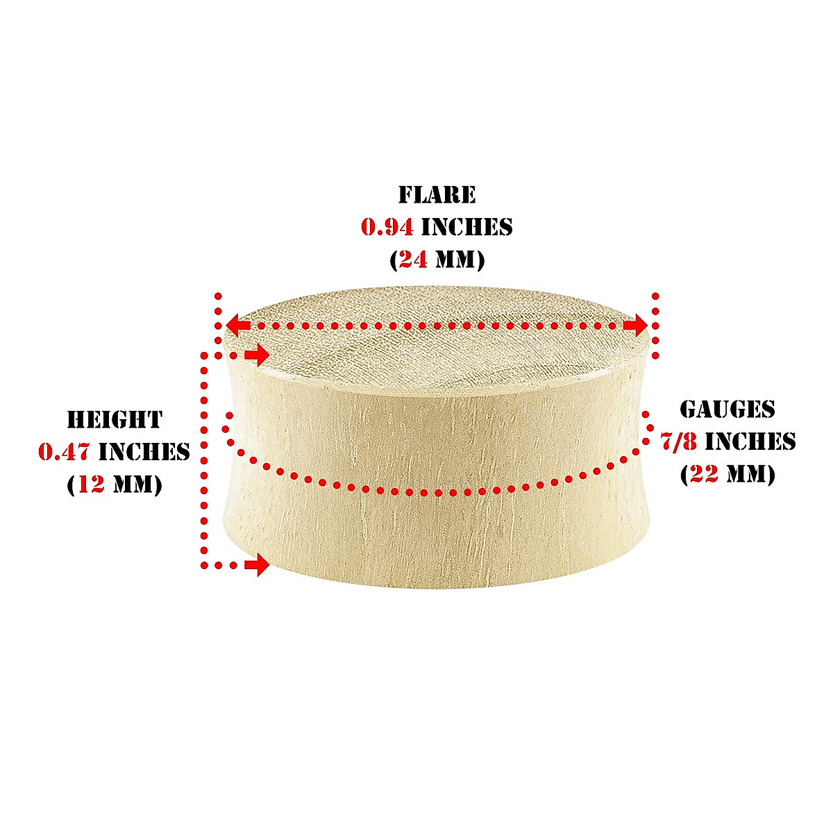 BIG GAUGES Pair of Crocodile Wood 7/8 inch 22mm Double Flared Saddle Piercing Jewelry Ear Flesh Plug Stretcher Lobe Earring BG5420