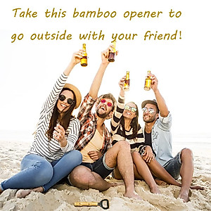 2PCS Bamboo Bottle Openers,Beer Bottle Openers,Bartender Cool Bottle Openers,Soft Drinks-Handcraft Bamboo Handle（yellow）