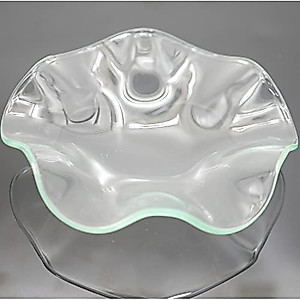 LYMGS 4.5" Replacement Flounces Oil Warmer Dish, 115mm Ruffle Edge Wax Melt Warmer Liner Glass Dish, Candle Warmer Bowl Plate Wax Tray for Scented Wax Aroma Therapy Lamp, 1 Pack