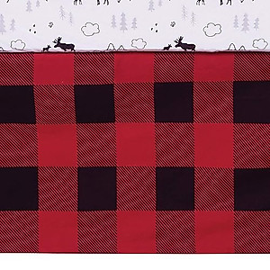 Trend Lab Lumberjack Moose 3 Piece Crib Bedding Set, Gender-Neutral Color Palette, Includes Quilt, Fitted Crib Sheet and Skirt