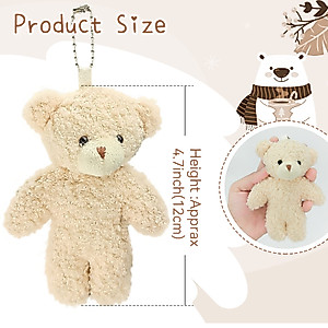 12 Pack Brown Mini Teddy Bears , 4.7 inch Tiny Soft Stuffed Teddy Bear, Small Plush Bears Bulk for Birthday Party Decor Valentine's Day Gift Graduation Party Favors Bag DIY Keychain Crafts