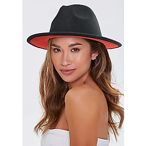 Red Bottom Fedora Hats for Men Women - Classic Black Red Panama Hat Wide Brim Two Tone Jazz Gentleman Hat