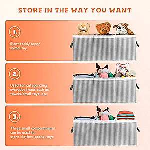 PELEYWCO Extra Large Toy Box For Girls with Divider Boards，Extended Handles, 3 Independent Lids and Longer Magic Tapes,the 147L large toy chest for boys and girl 40.6 * 13.4 * 16.5inch