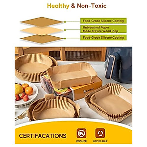 Katbite 130PCS Air Fryer Liners Disposable, 8.6x5.5'' Rectangle Liners for Air Fryer Basket, Thick Air Fryer Parchment Paper Liners for Ninja Dual Air Fryer Foodi DZ201, DZ401, FG551