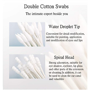 Cotton Swabs 800 Pieces, Double Precision Tips with Paper Stick, 4 Packs of 200 Pieces (Pointed+Spiral Head)