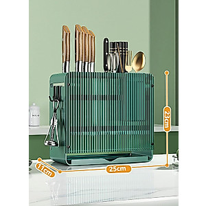 KBOX811 Knife Holder Organizer Stainless Steel Rack This multifunctional kitchen storage rack with Utensil (Green) version:No cutting board rack