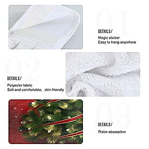 ALAZA Christmas Starry Tree Red Kitchen Hand Towel Home Decor Hanging Towels 2PCS Soft Absorbent Cloth Tie Towels for Bathroom Laundry Room 14 x 18.2 Inches