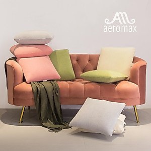 AM AEROMAX 22 ×22 Pillow Insert (Pack of 2) Memory Foam Throw Pillow Insert Sham Square for Decorative Cushion Bed Couch Sofa Without Deform After Longtime Use