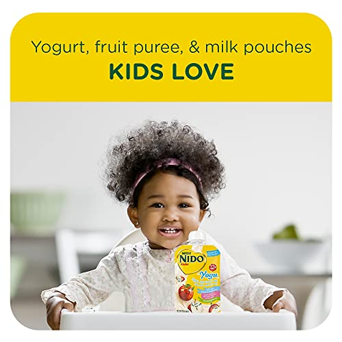 Nestle Nido Baby Food Pouches, Toddler, Yogurt, Peach Puree and Milk, 3.5 Oz (Pack of 12)