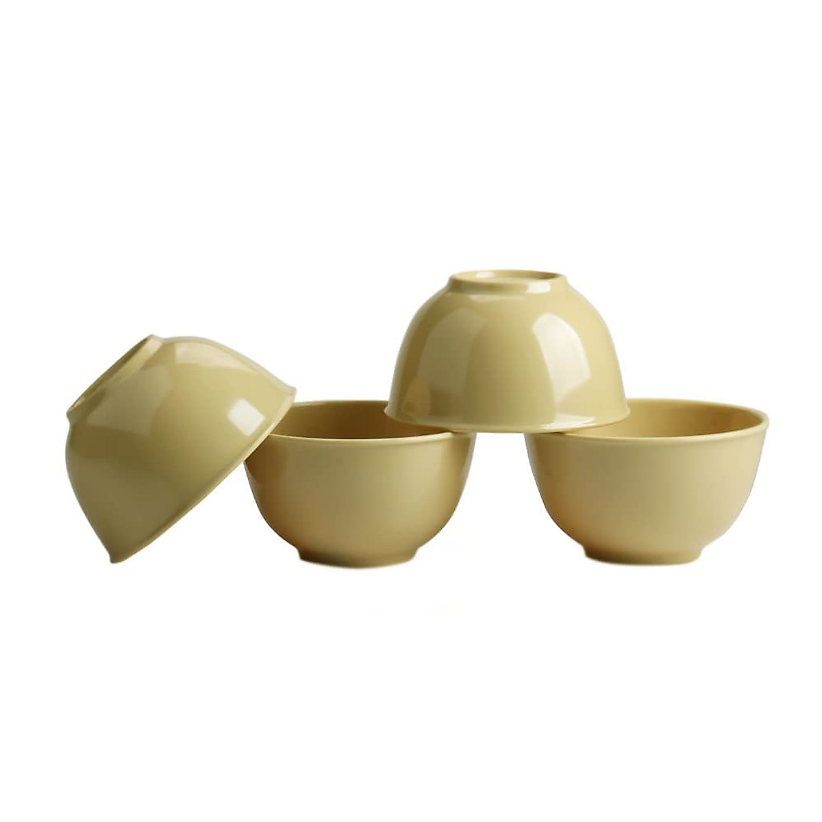 M&B GWPP Melamine Plastic Cereal Bowls, 30 oz Soup Bowls, Dessert Bowl set of 4 for Serving Salad, Ice Cream, Snack, Oatmeal, Soup, Noodle, Ramen, Fruits (Yellow)