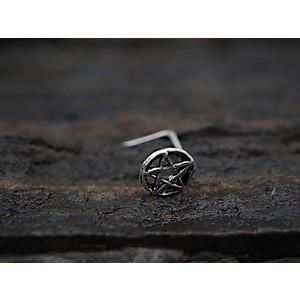 Pentacle Nose Stud, Sterling silver nose stud/nose screw, Jewelry Nose Stud, Body Piercing Jewelry, Body Jewelry, nose stud(18g Right Screw)