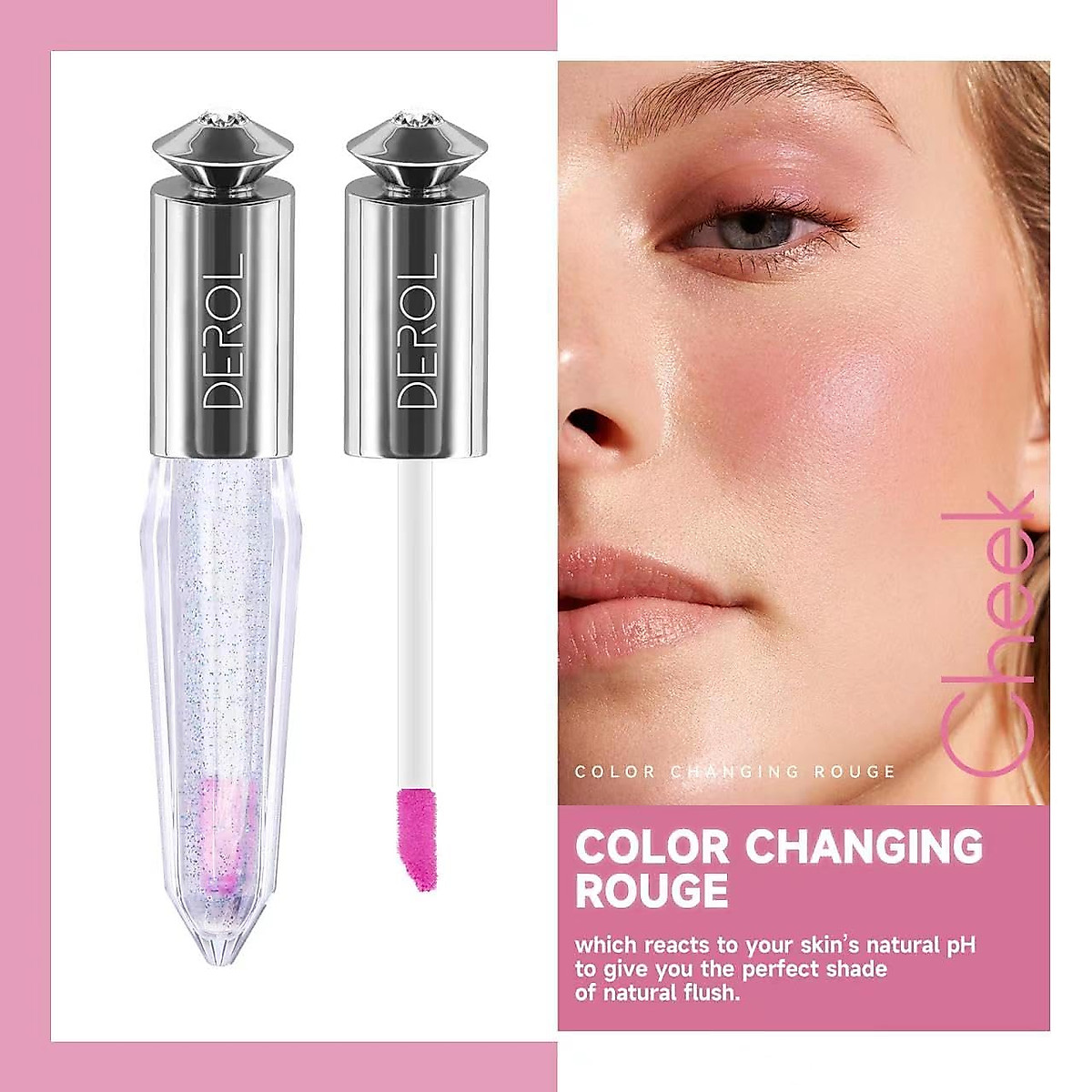 NewBang Moisturizing Blush Rouge Color Changing Liquid Blush Oil for Cheek and Lips Tint Rubor Lip Gloss Multi Use Transparent Magic Ph Blusher Clear Blusher Gel Waterproof Glossy Shiny Finish Makeup