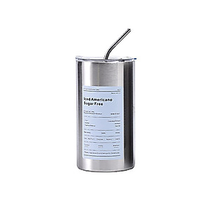 20OZ insulation and cooling ice cream cup, simple office portable car straw water cup, vacuum double-layer coffee cup, 304 stainless steel cold and hot drink travel cup (Silvery)