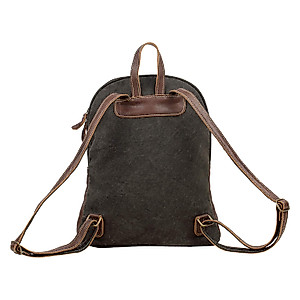 Myra Bag Blue Breeze Upcycled Canvas & Cowhide Leather Backpack S-1571