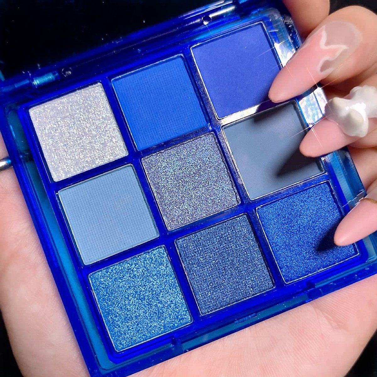 AMY'S DIARY Blue Eyeshadow Palette Glitter Eye shadow Makeup,Navy Blue Eyeshadow Shiny Sparkle Shimmer Glitter blue Eyeshadow Waterproof Pallete,royal blue Glitter Blue Eye Eyeshadow Make Up
