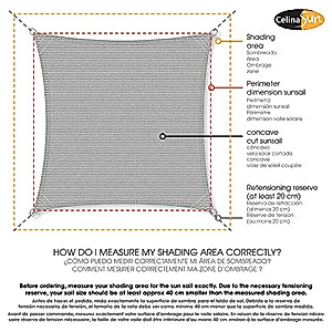 CelinaSun Sun Shade sail incl Fastening Ropes Square 12 x 12 ft Light Gray Premium Sun Shade Outdoor Weatherproof Breathable sail Shade