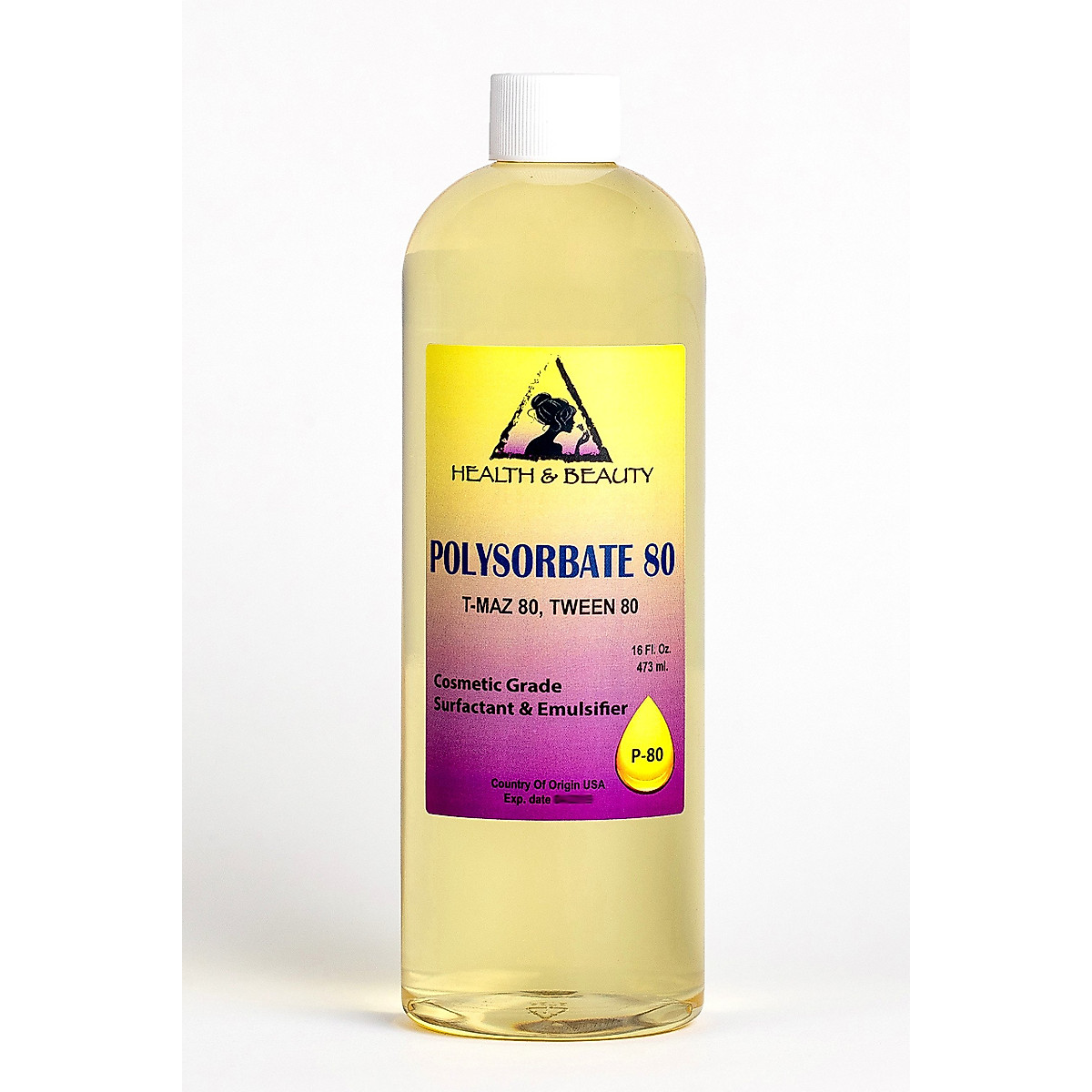 H&B Oils Center Co. Polysorbate 80 T-MAZ 80 Tween 80 Solubilizer Surfactant & Emulsifier 100% Pure 16 oz
