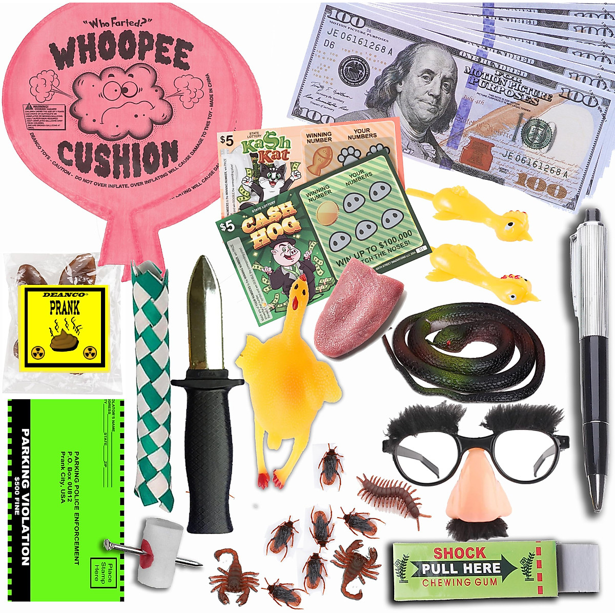 DEANCO Prank Kit-Joke Box-Ultimate Gift Set-Practical Jokes-Party Favors -40 pcs - Boys Toys Age 8-10 - April Fools Pranks