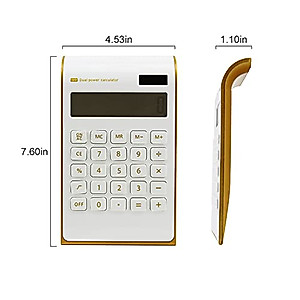 Dual Powered Calculator,Ultra Thin Solar Power Calculator for Home Office Desktop Calculator Tilted LCD Display Business Slim Desk Calculator(White)