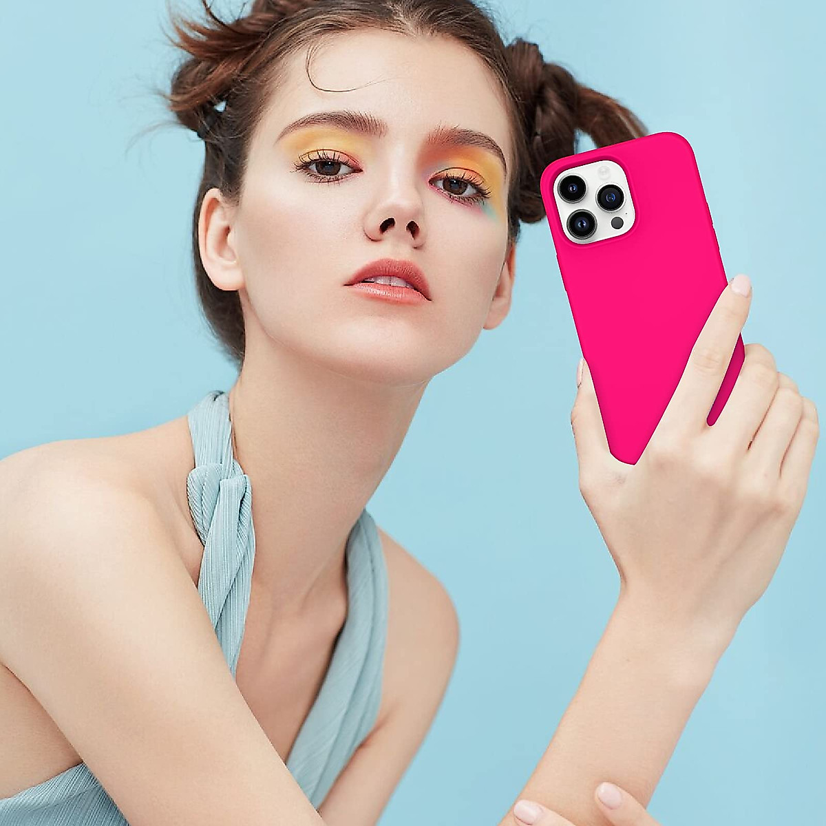 BENTOBEN Compatible with Magsafe for iPhone 14 Pro Max Silicone Case, Liquid Silicone Gel Rubber Bumper Microfiber Shockproof Magnetic Protective Phone Cover for iPhone 14 Pro Max 6.7", Hot Pink